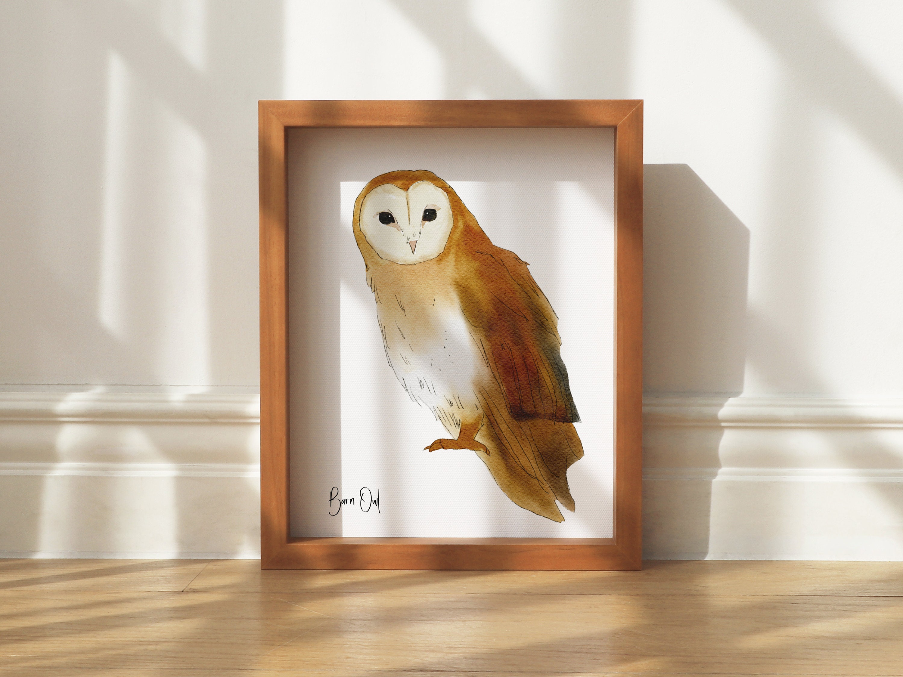 Barn Owl Digital Poster Nature Watercolor Illustration Poster Classroom ...