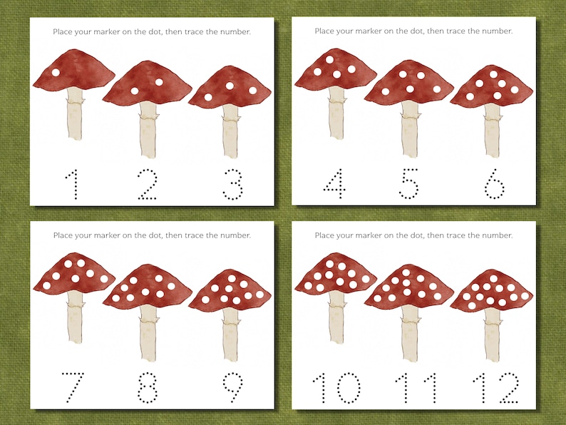 Mushroom Counting Activity - Preschool Math Number Practice - Nature ...