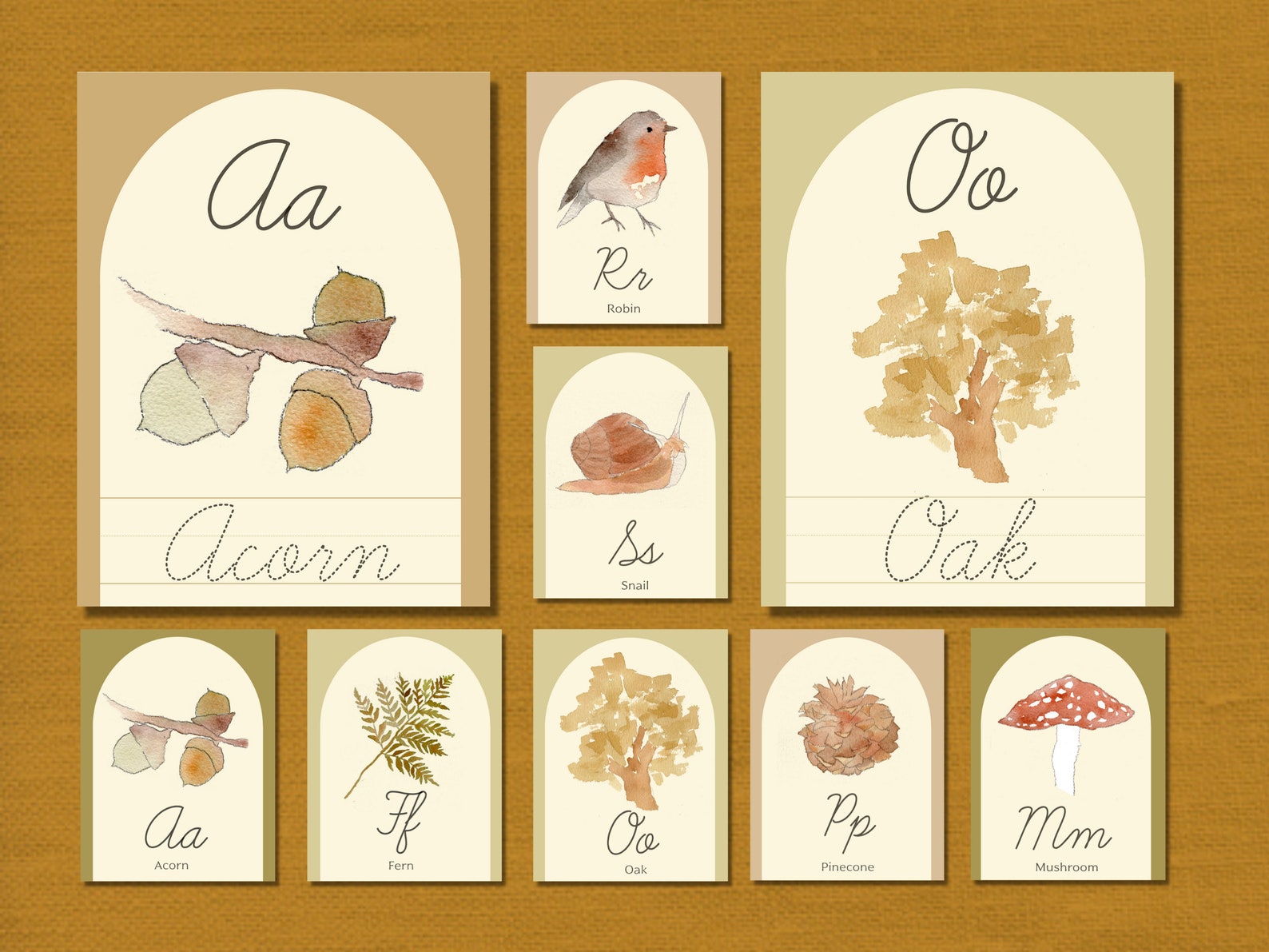 Cursive Alphabet Handwriting Practice Nature Based | Etsy