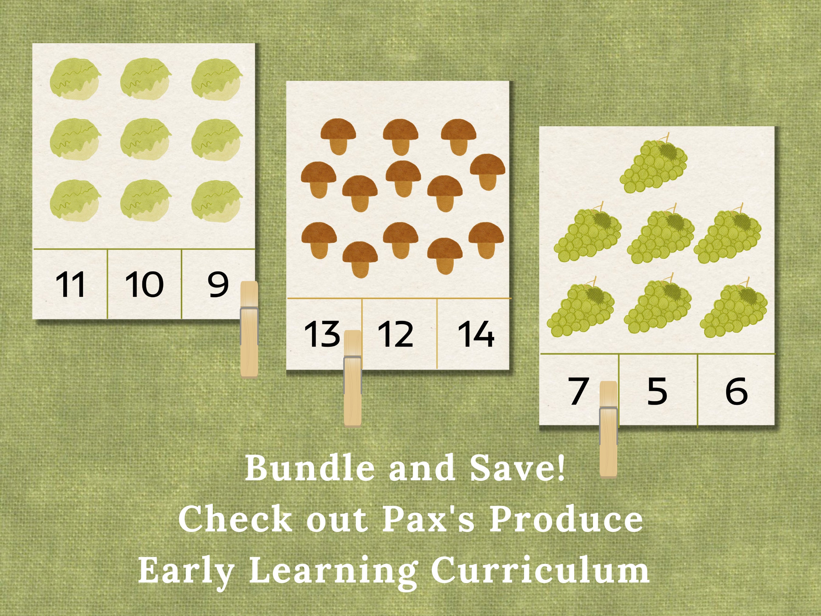 Count and Clip Number Cards - Fruits and Vegetables - 1-20 Early ...