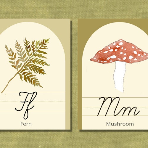 Cursive Alphabet Flash Cards Nature Based Printable - Etsy