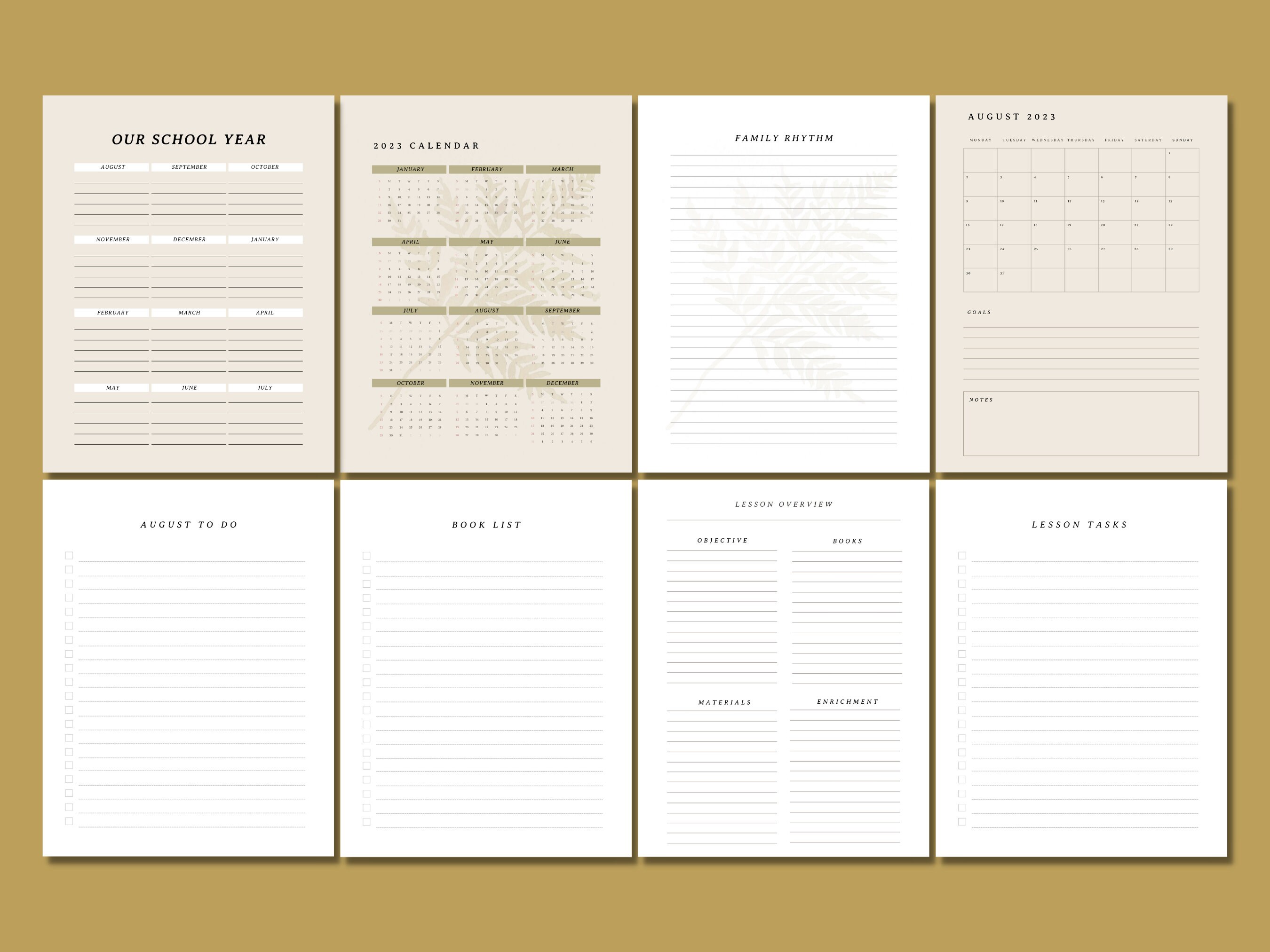 Homeschool Planner 2023-2024 Lesson Plan Meal Planner Printable PDF ...