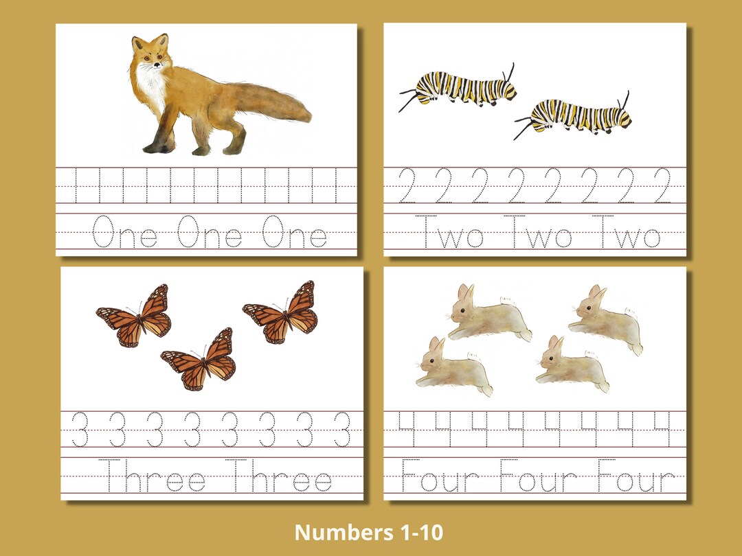 Number Tracing Worksheets - Nature Preschool Curriculum - Printable ...