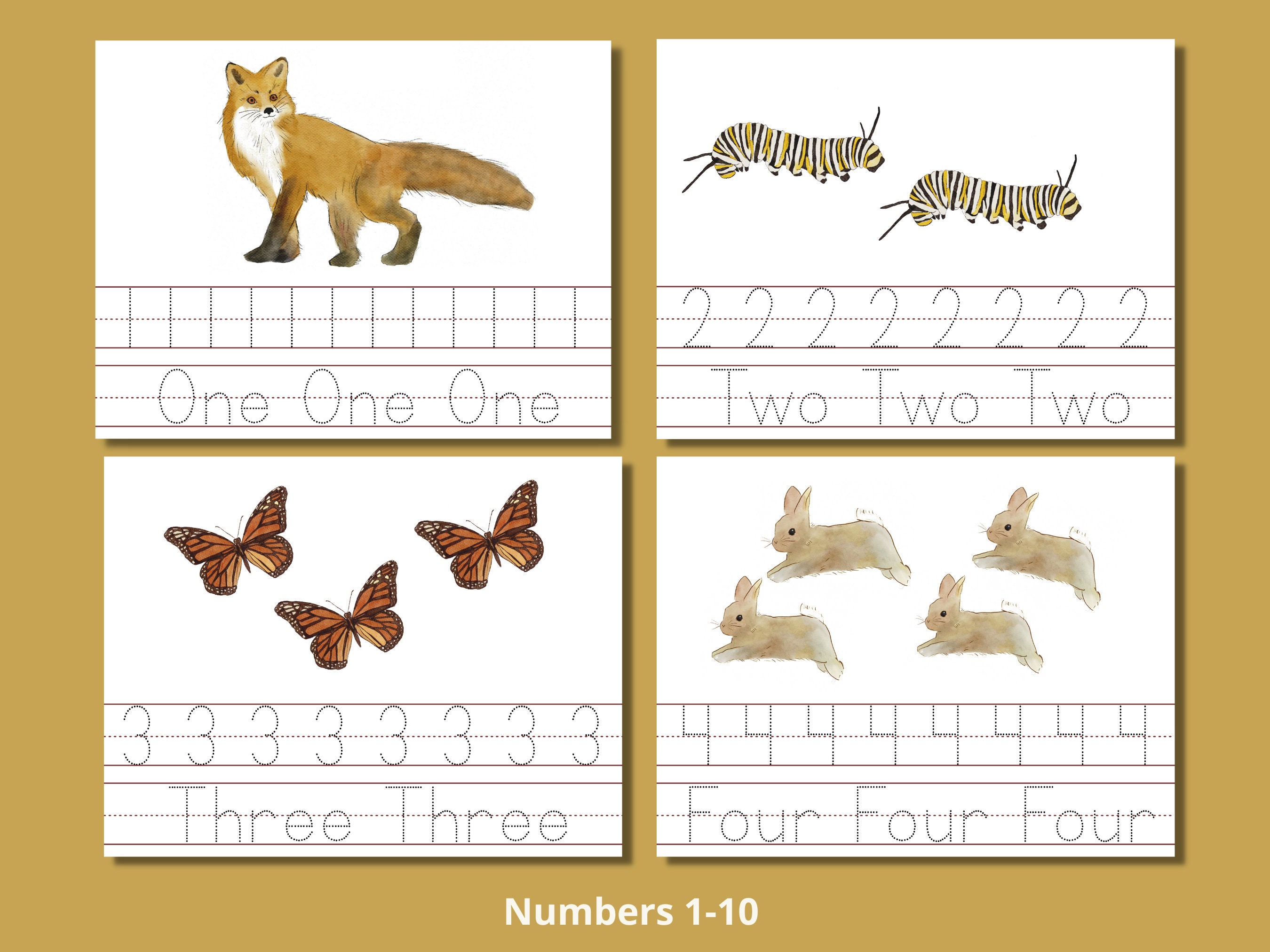 Number Tracing Worksheets - Nature Preschool Curriculum - Printable ...