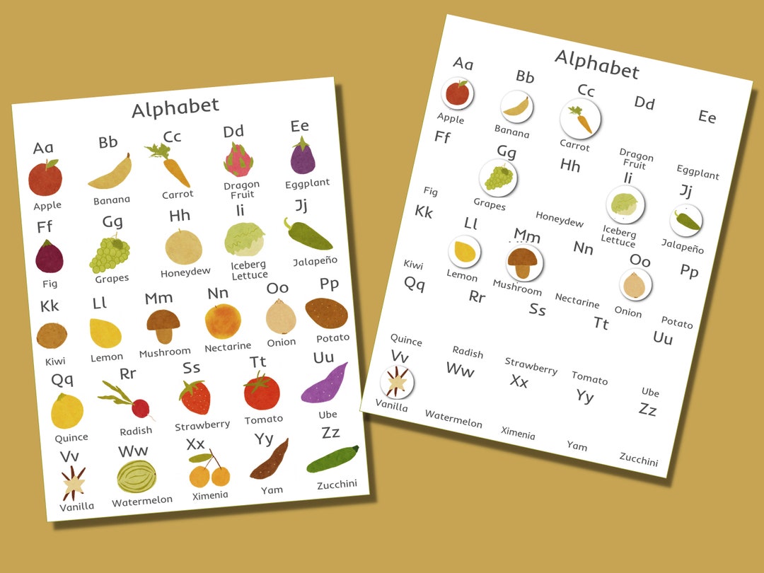 Beginning Sounds - Alphabet Matching Game Fruits and Vegetables ...