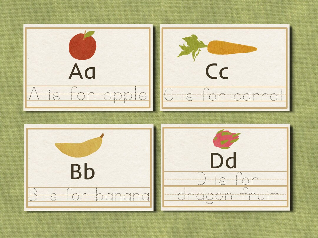 Alphabet Tracing Printable Flash Cards - Pax's Produce Curriculum ...