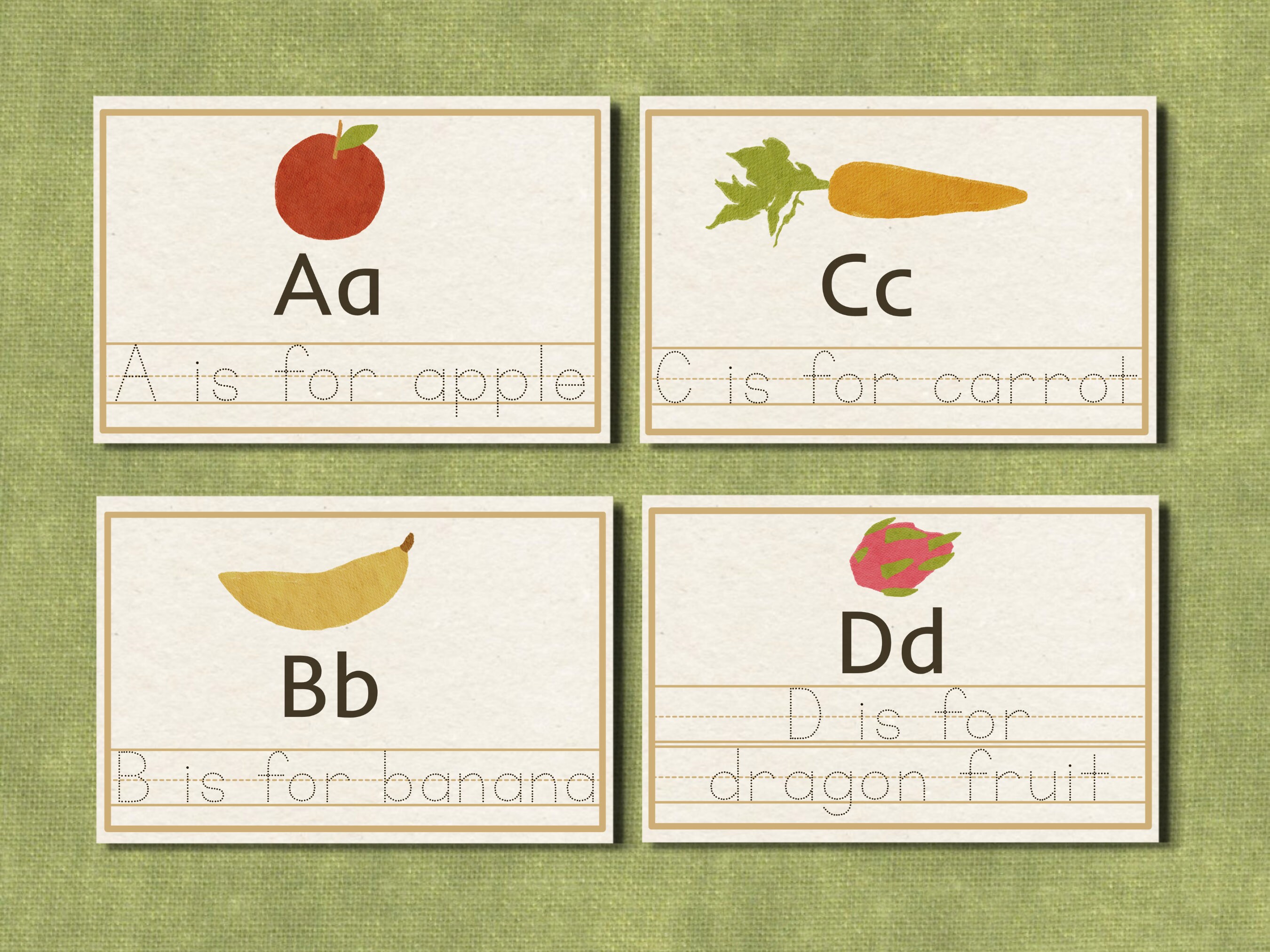Alphabet Tracing Printable Flash Cards - Pax's Produce Curriculum ...