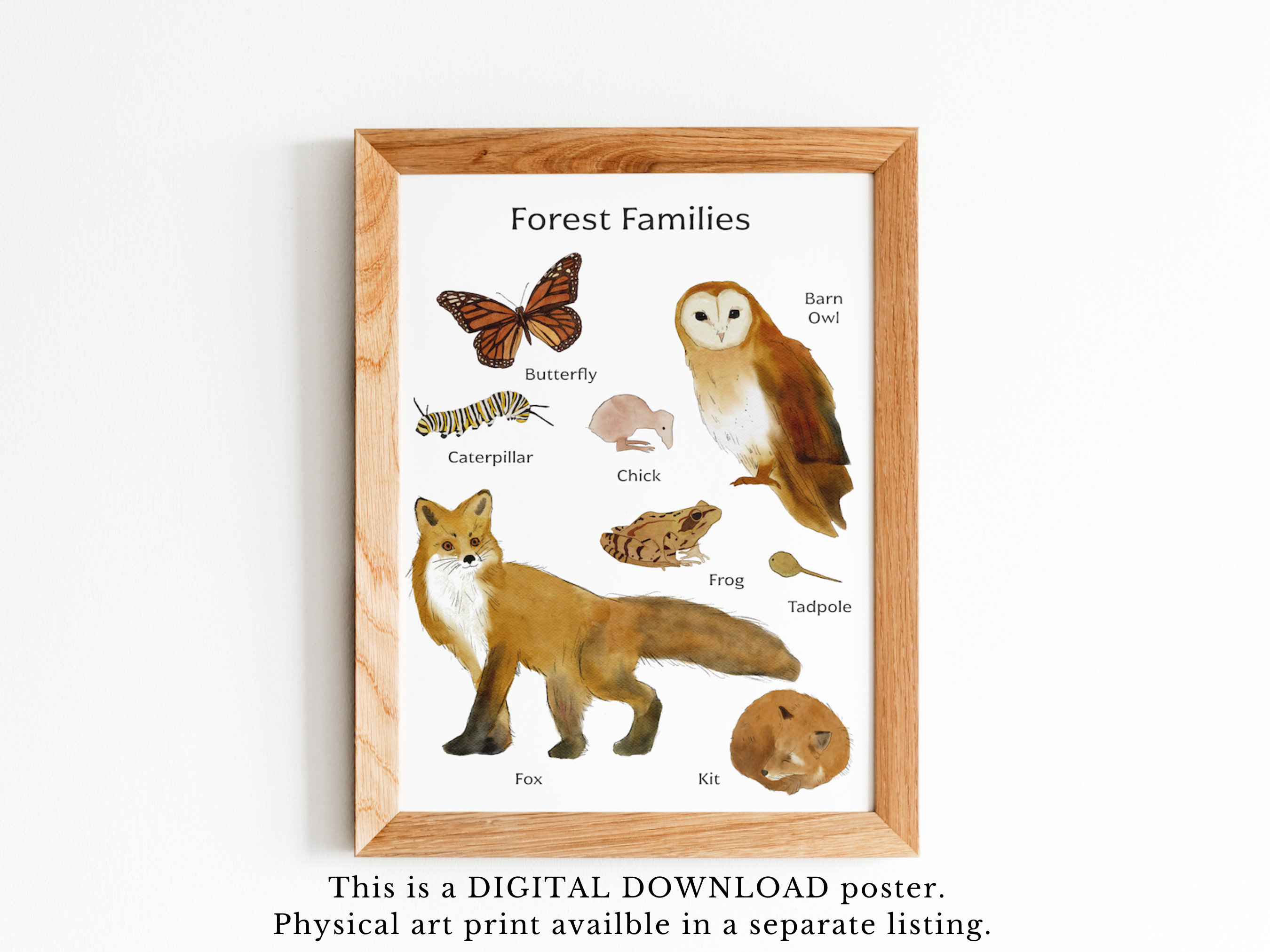Forest Animal Babies Printable Poster - Watercolor Illustrations ...