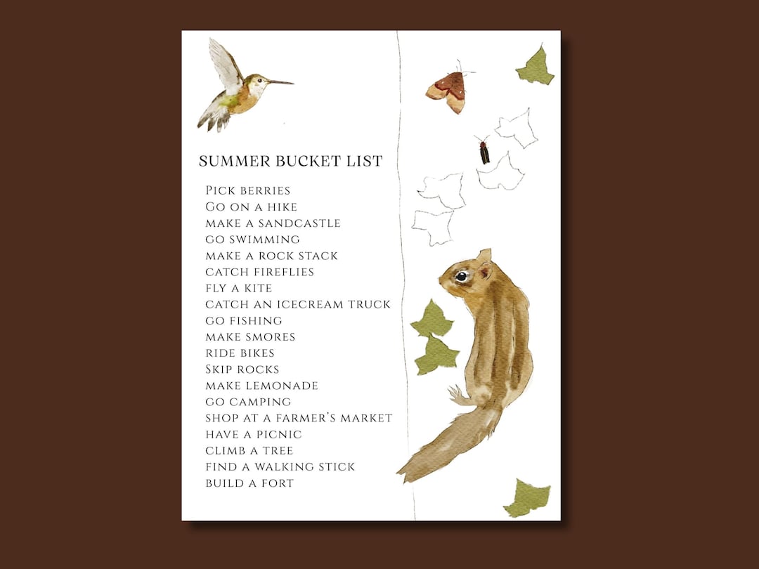 Summer Bucket List PDF Poster - Watercolor Art Print - Etsy