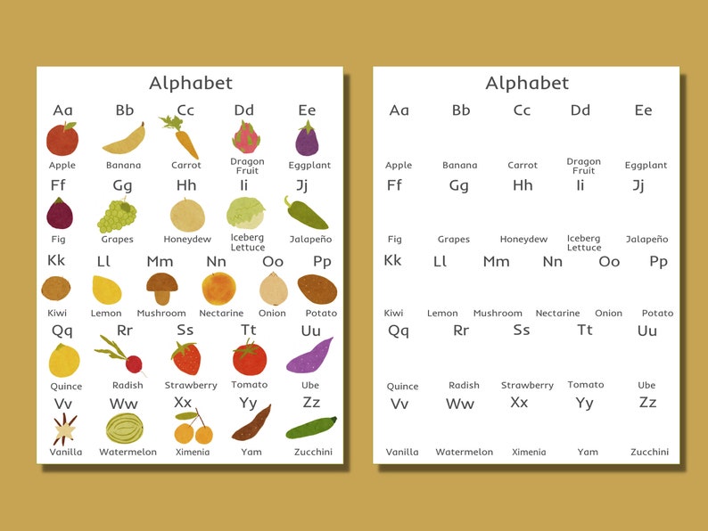 Beginning Sounds Alphabet Matching Game Fruits and - Etsy