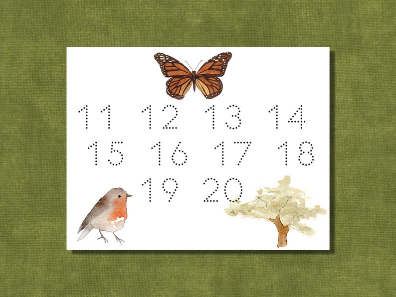 Number Tracing Practice - Preschool Math Handwriting Practice - Nature ...