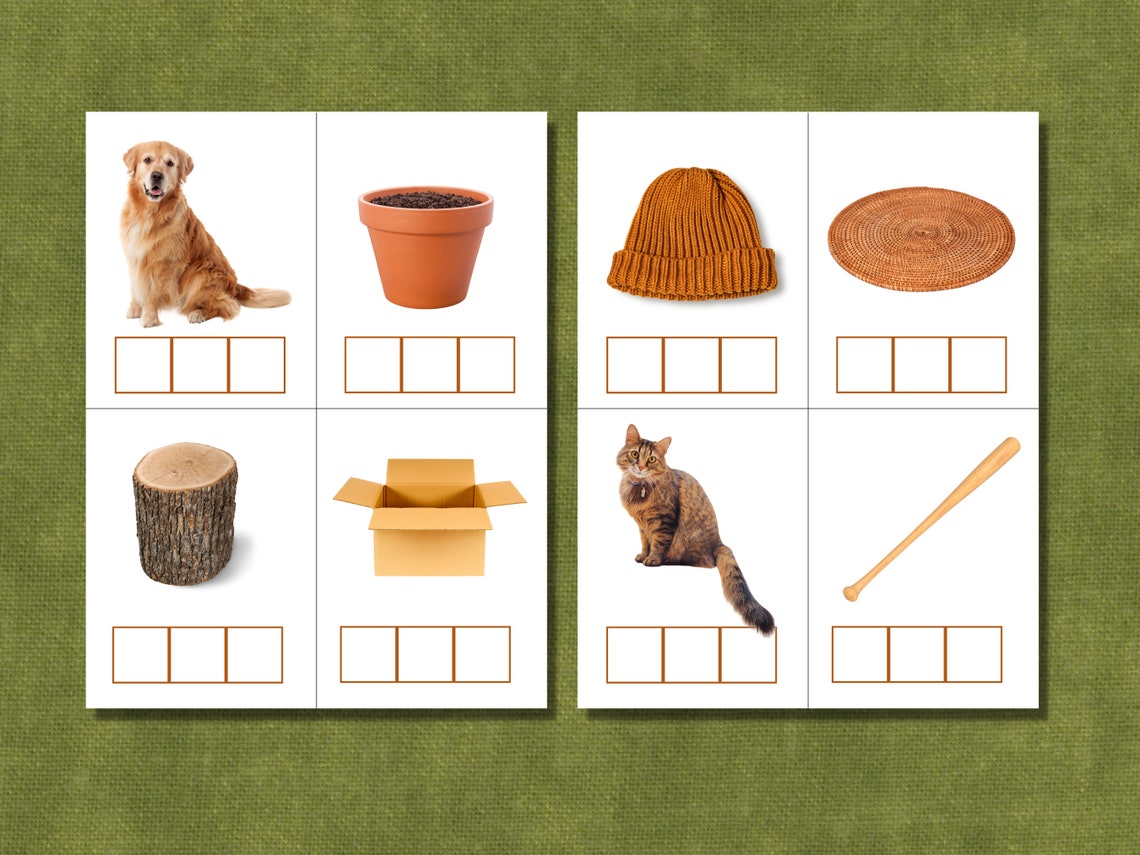 CVC Phonics Matching Cards Montessori Printable Photographs Letter ...