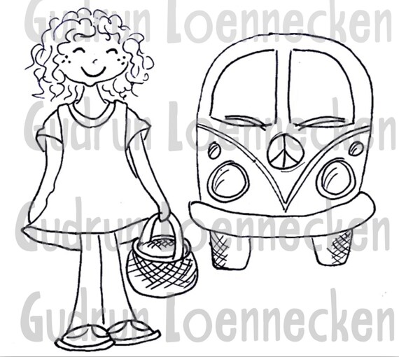 Hippie road trip digital stamp | Etsy