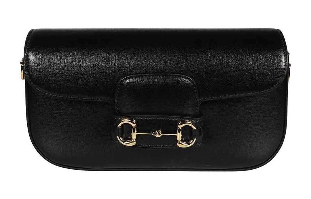 GUCCI Horse Fasteners Metal Chain Leather Hand Crossbody Shoulder Bag ...
