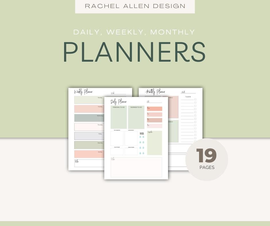 Digital Printable Planner Bundle - Daily, Weekly, Monthly Planner ...