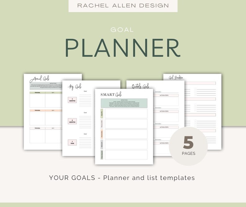 Digital Printable Goal Planner Bundle Quarterly, Yearly Planner and ...