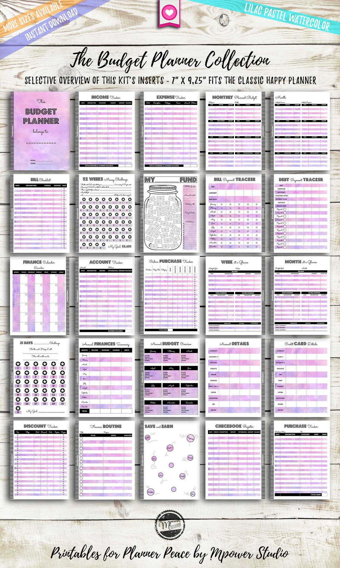 Happy Budget Planner, Purple Lilac Classic Happy Planner Printable ...