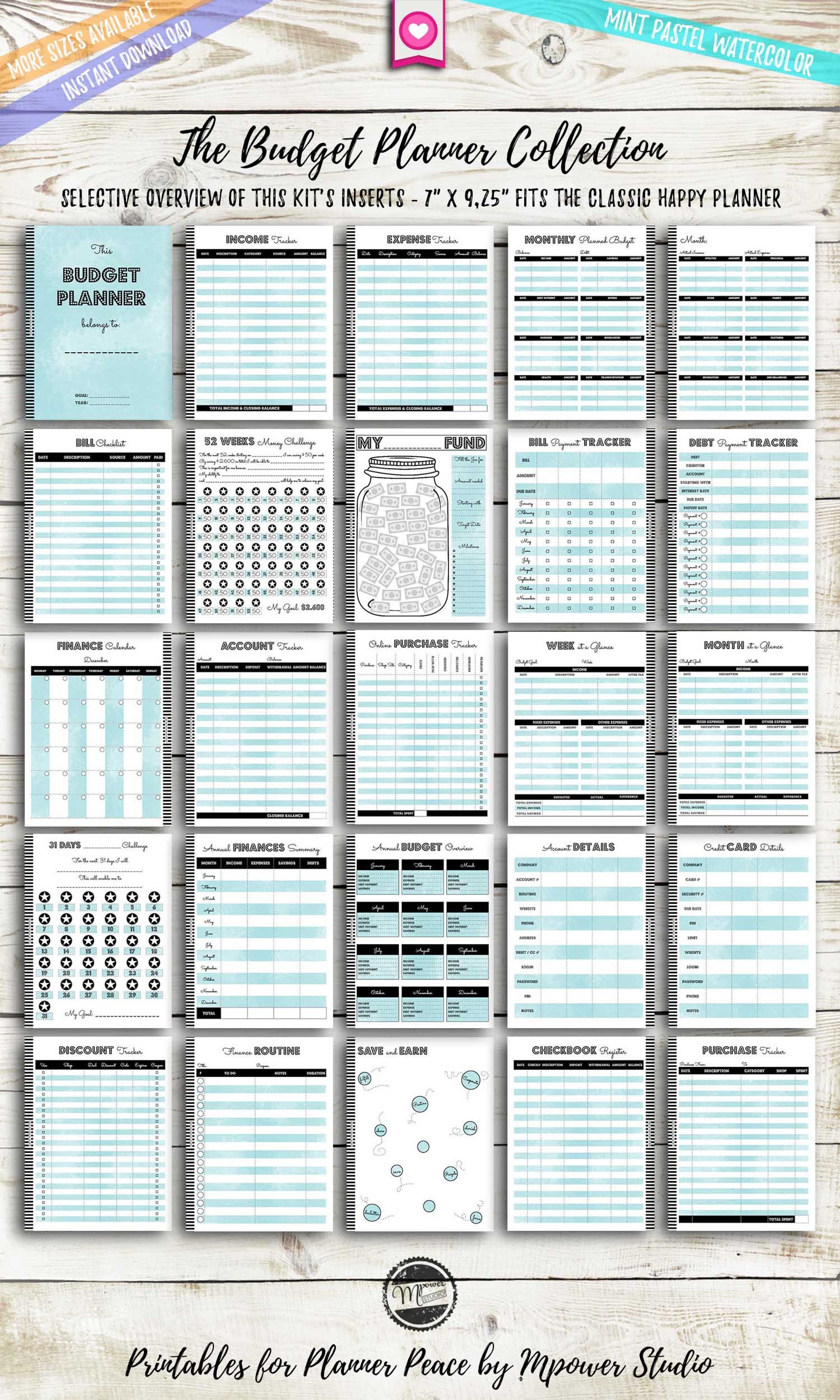 Classic Happy Budget Planner Printable Finance Inserts - Etsy Singapore