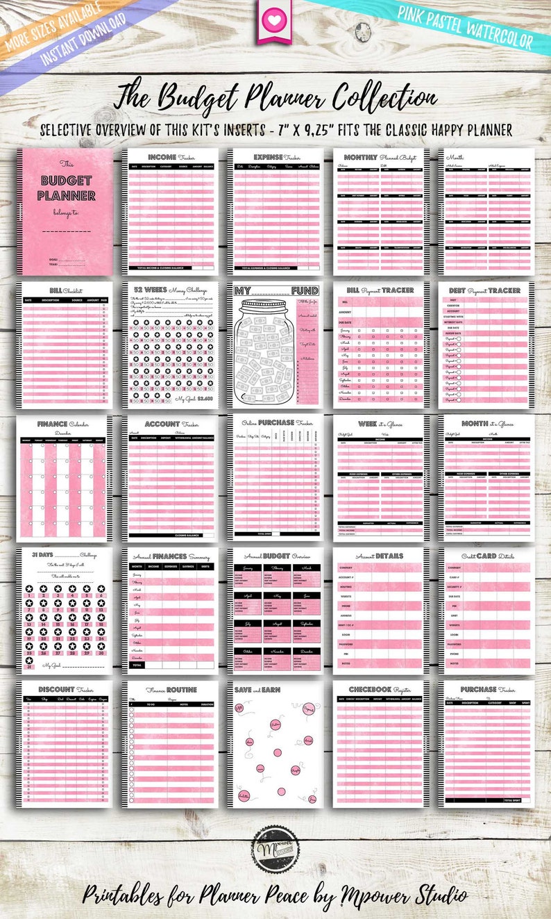 Classic Happy Planner Budget Planner. Pink Watercolor Happy Planner ...