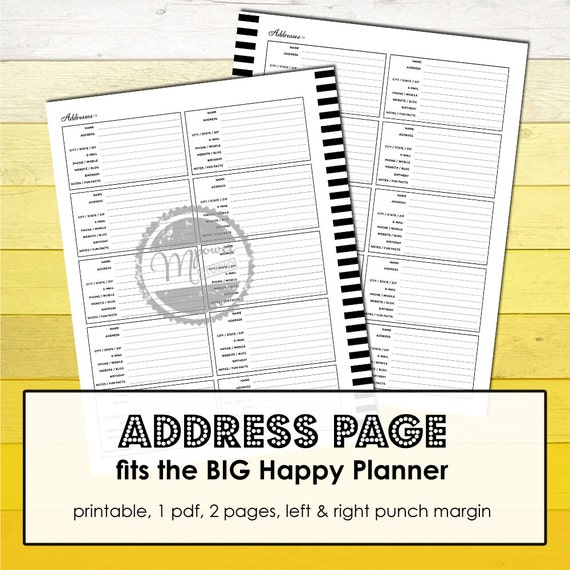 Create 365 Mambi Happy Planner Printable Address Book Inserts. | Etsy