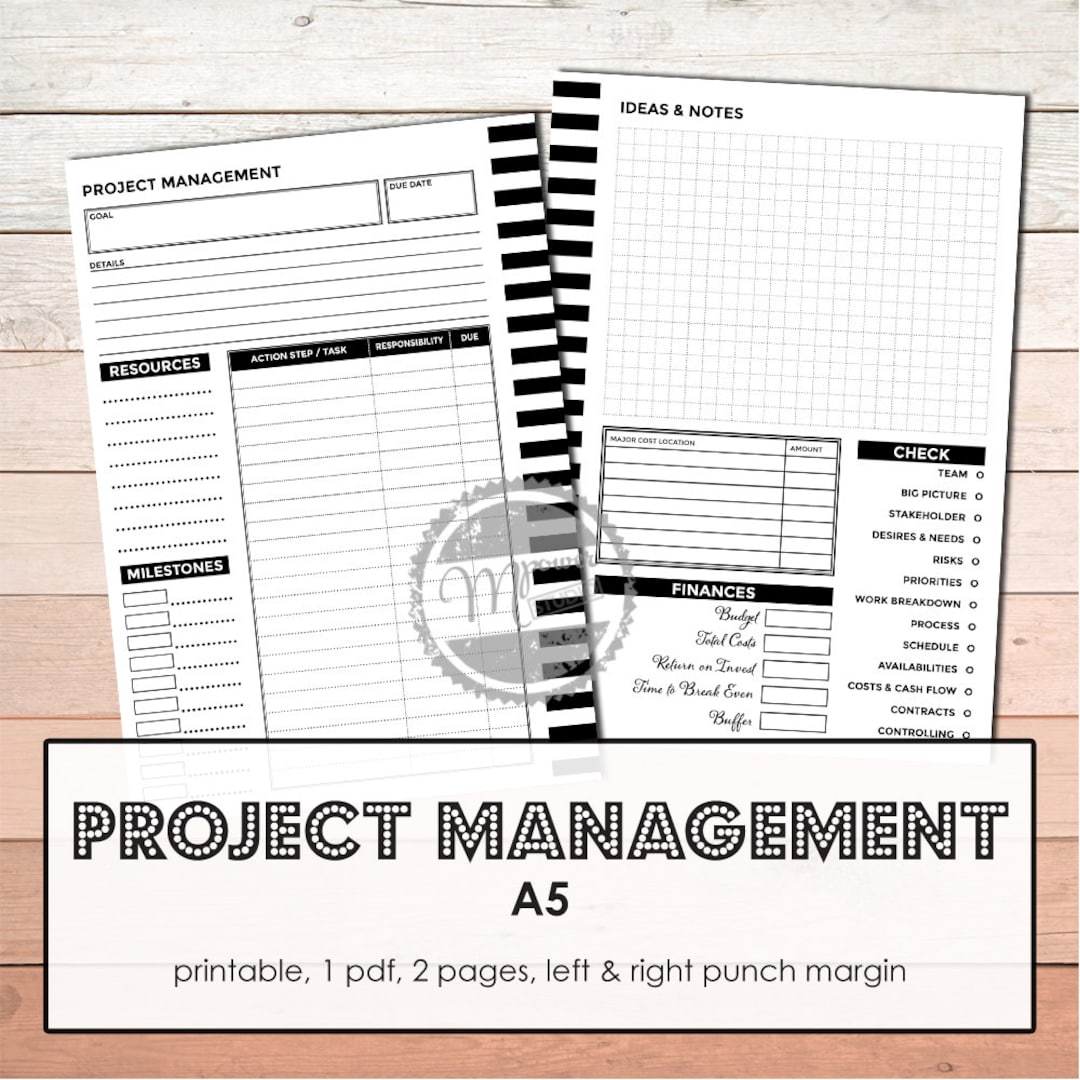A5 Filofax | A5 Hobonichi Printable Project Planner | Project ...