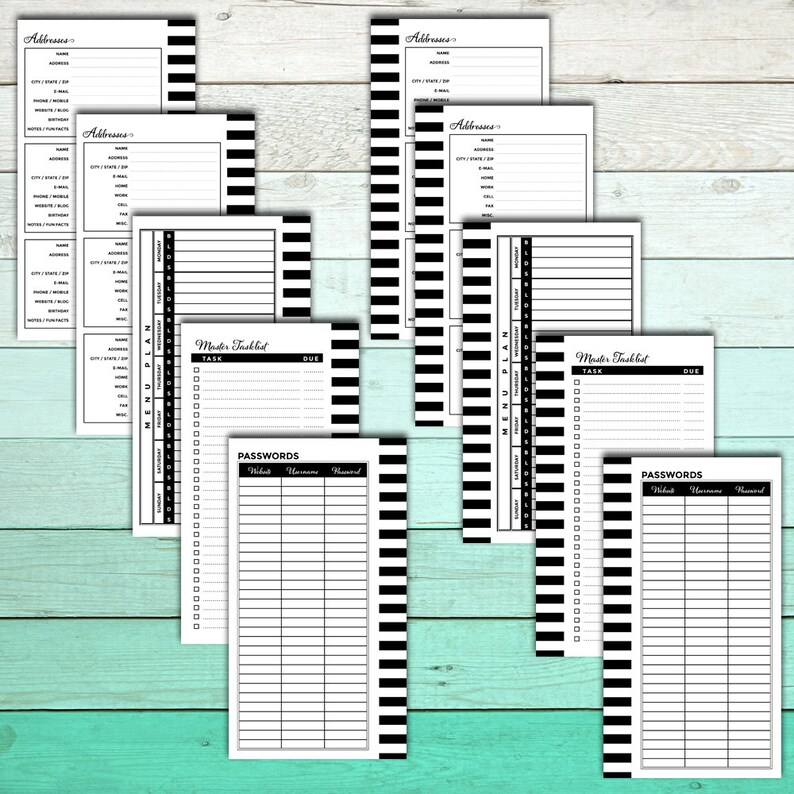 Filofax Refill Personal Size Printable List Planner Refills - Etsy