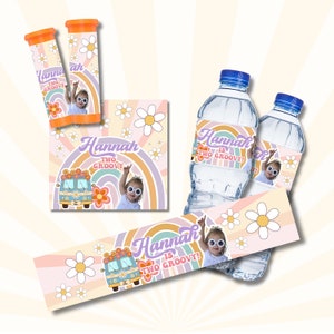 Hippie Birthday, Groovy Party Labels Photo Customization Retro 60s ...