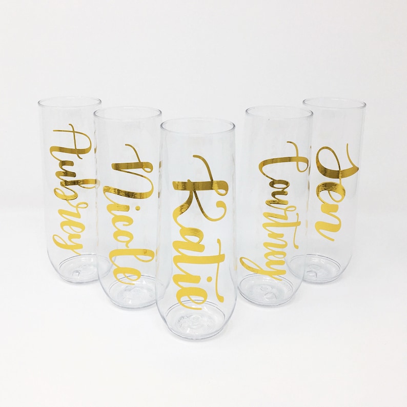Personalized Stemless Champagne Flutes Metallic | Etsy