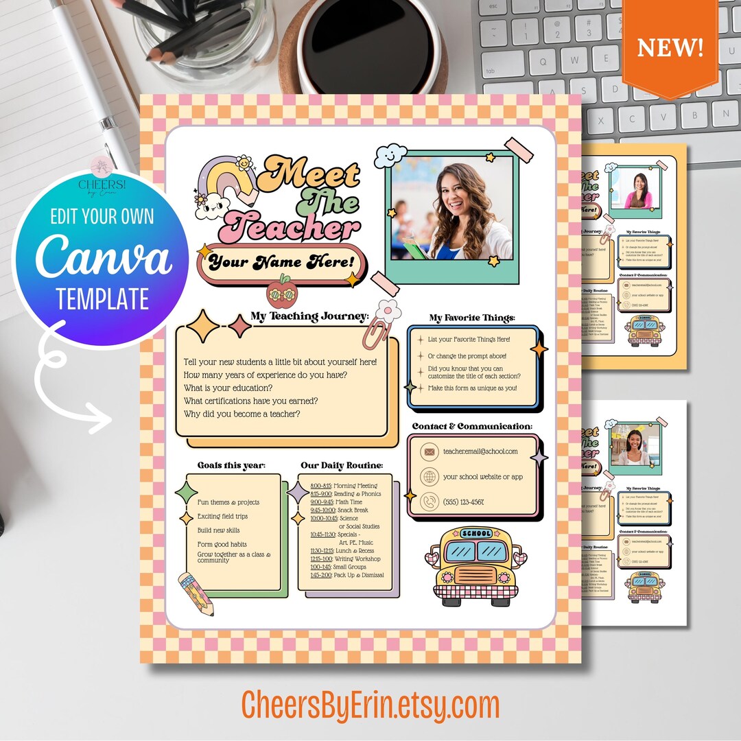 Retro Meet the Teacher Template: Editable Back to School Flyer (canva ...