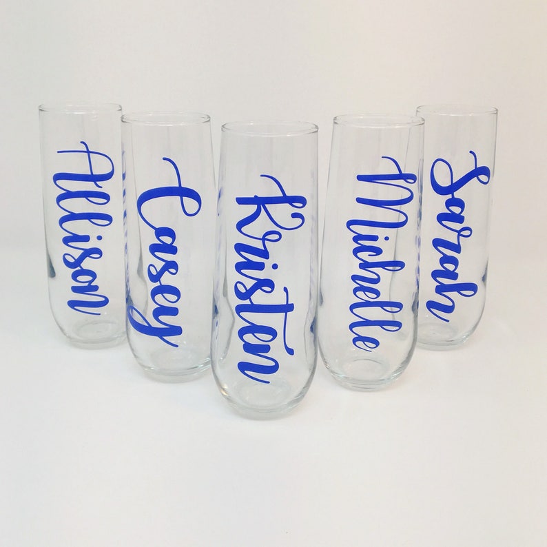 Personalized Stemless Champagne Flutes Metallic | Etsy