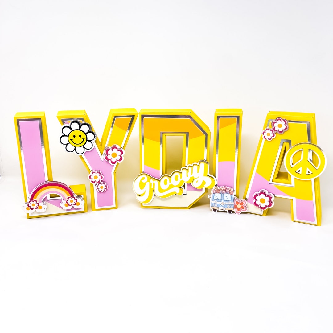 Custom 3D Letters Groovy Retro Hippie Party Decor Flower Power Vibes ...