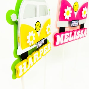 Custom Hippie Bus Cake Topper Groovy/boho Theme Personalized With Photo ...