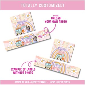 Hippie Birthday, Groovy Party Labels Photo Customization Retro 60s ...