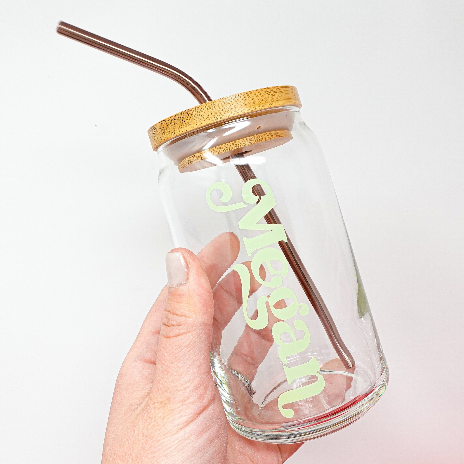 Personalized Beer Can Glass With Bamboo Lid & Straw - Custom 16 Oz ...
