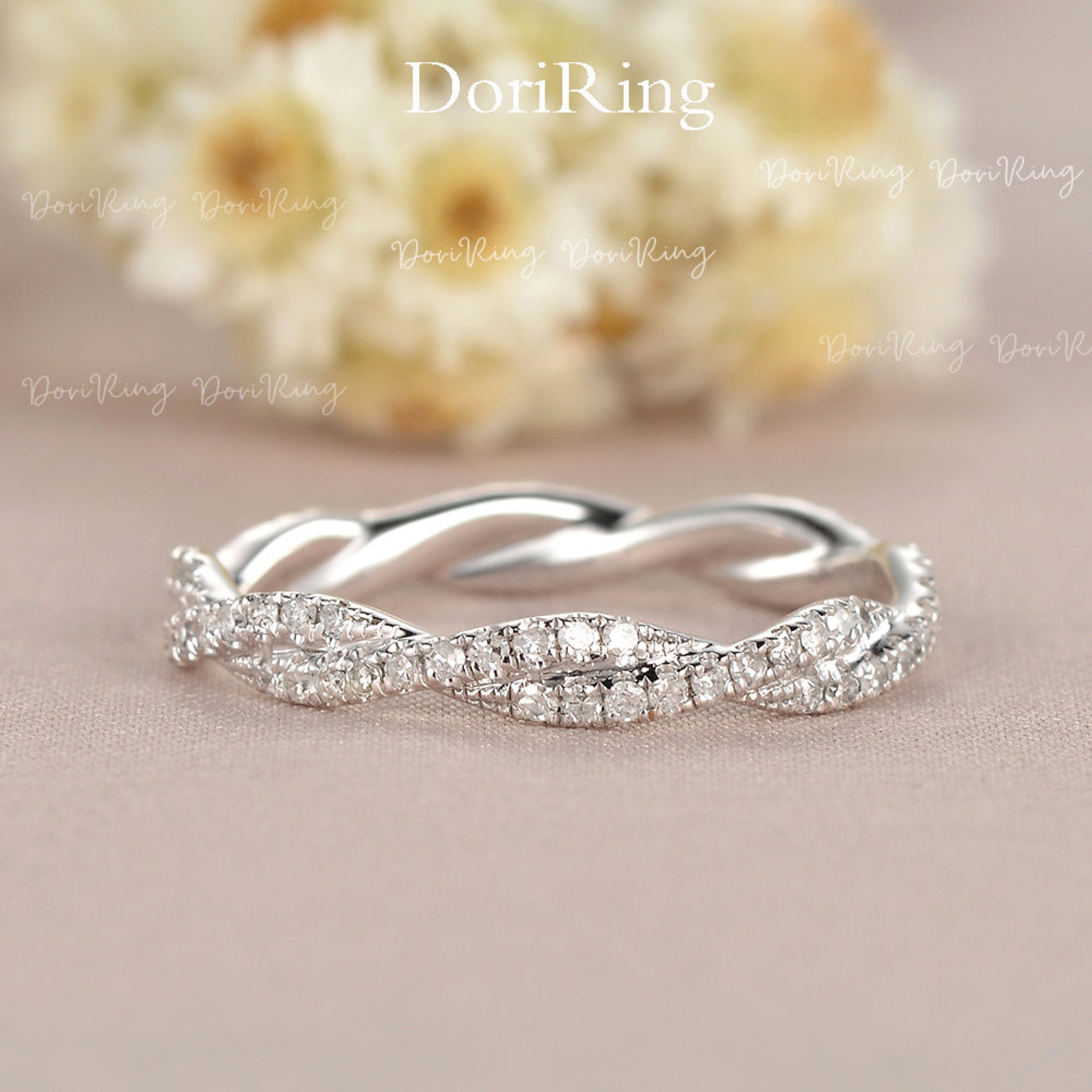 Twisted Wedding Band Women Diamond Wedding Ring White Gold | Etsy