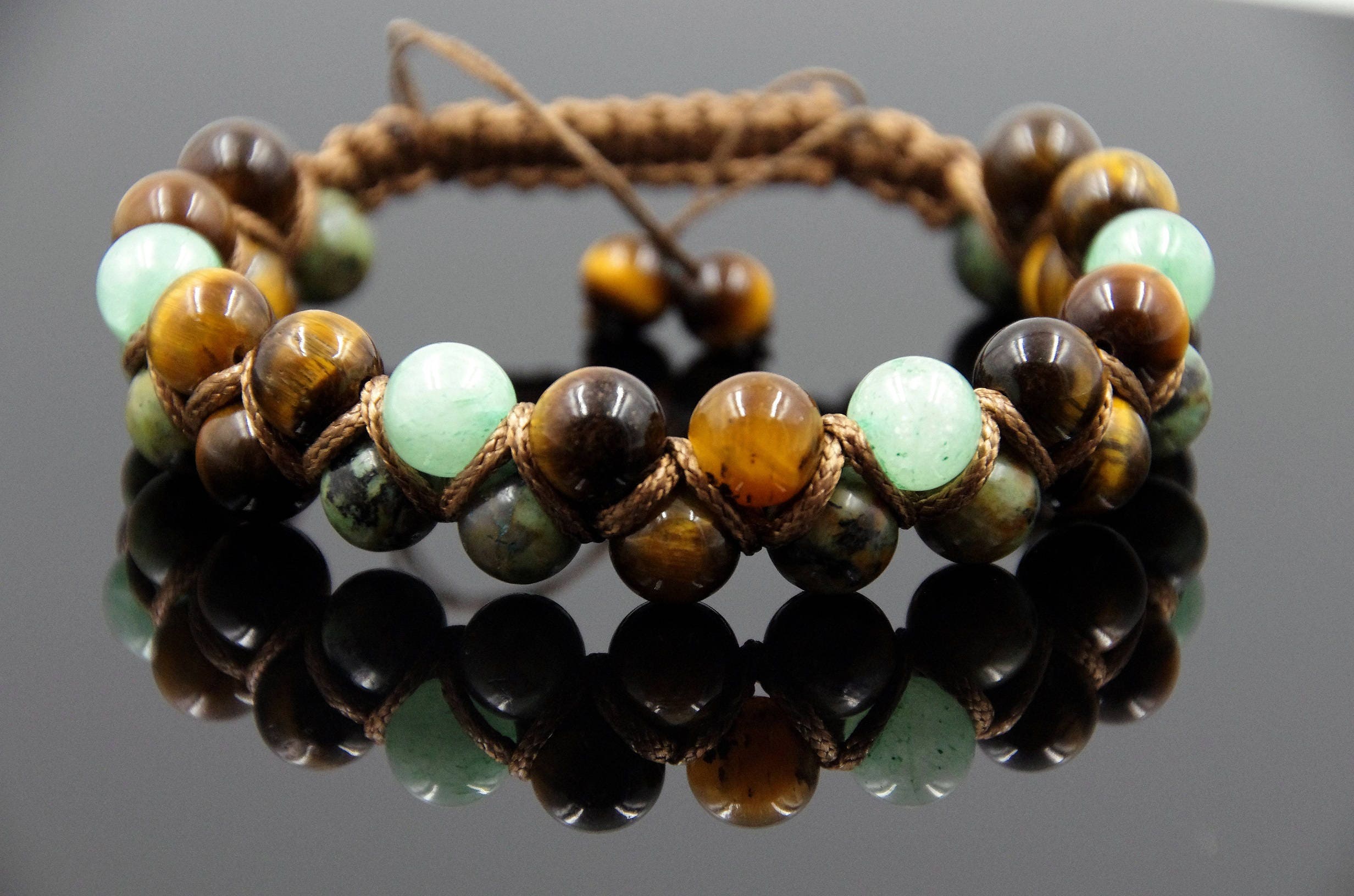 Double Shamballa Bracelet Two Row Stone Bracelet Double Beaded Bracelet ...