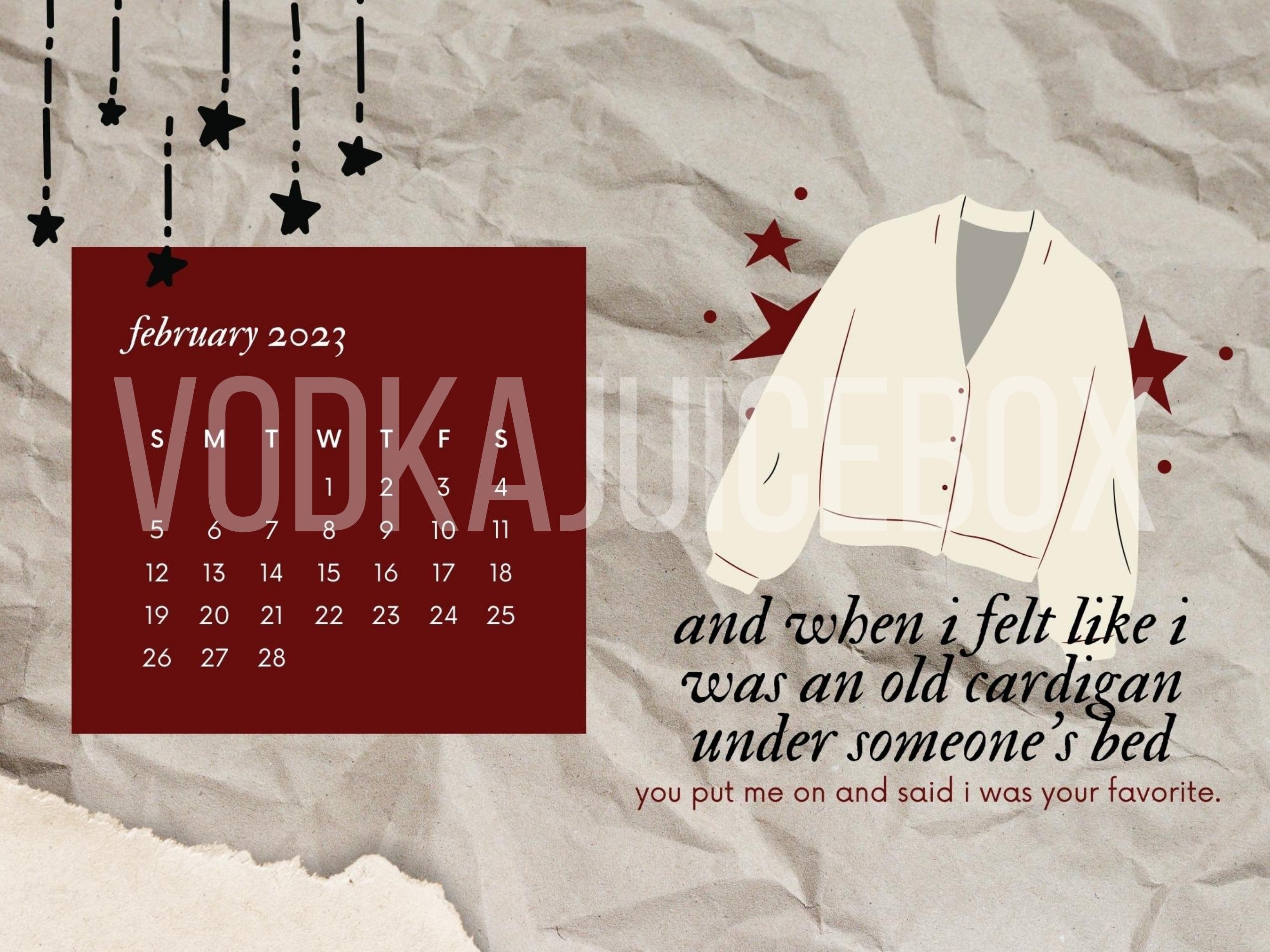 Taylor Swift Art 2023 Monthly Calendar Printable Desktop Wallpaper ...