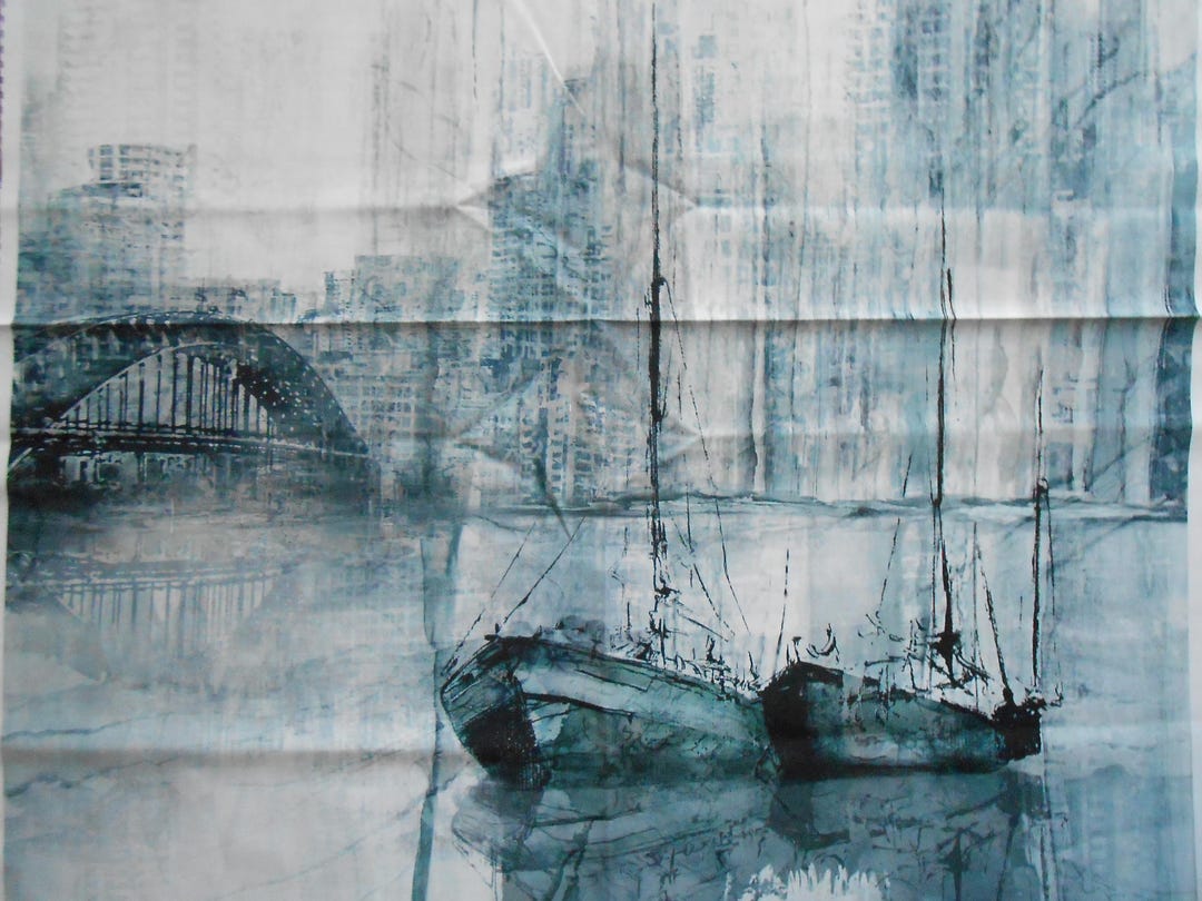 Panel Harbor City Ships Northcott "city Harbor" Cotton Patchwork Fabric ...