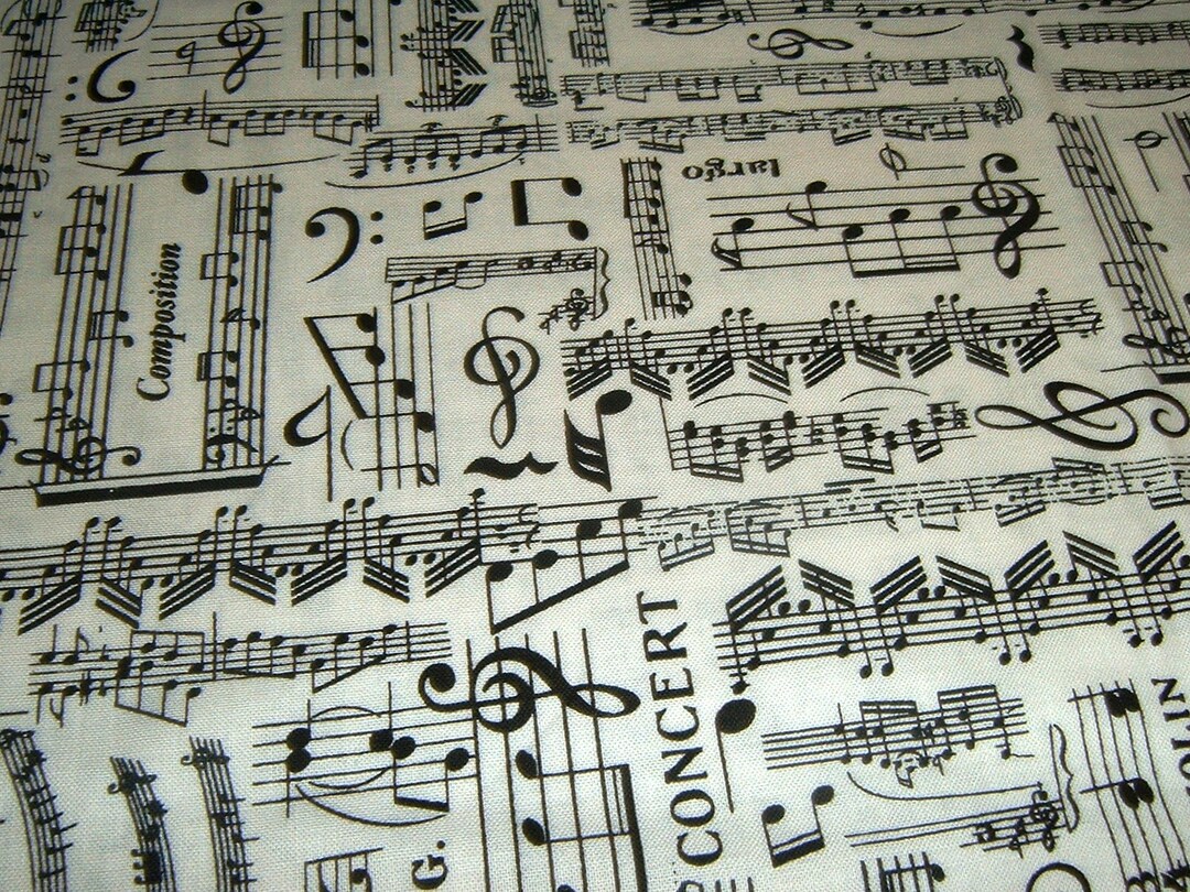 Notes Music Notes Treble Clef Timeless Cotton Patchwork Fabric 50 X 110 ...
