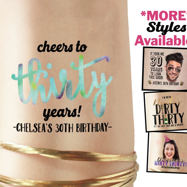 Custom Tattoo Temporary 30th Birthday for Her - Etsy