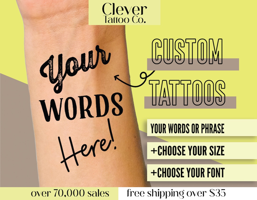 Custom Words Temporary Tattoo - Custom Tattoo - Handwriting Tattoo ...