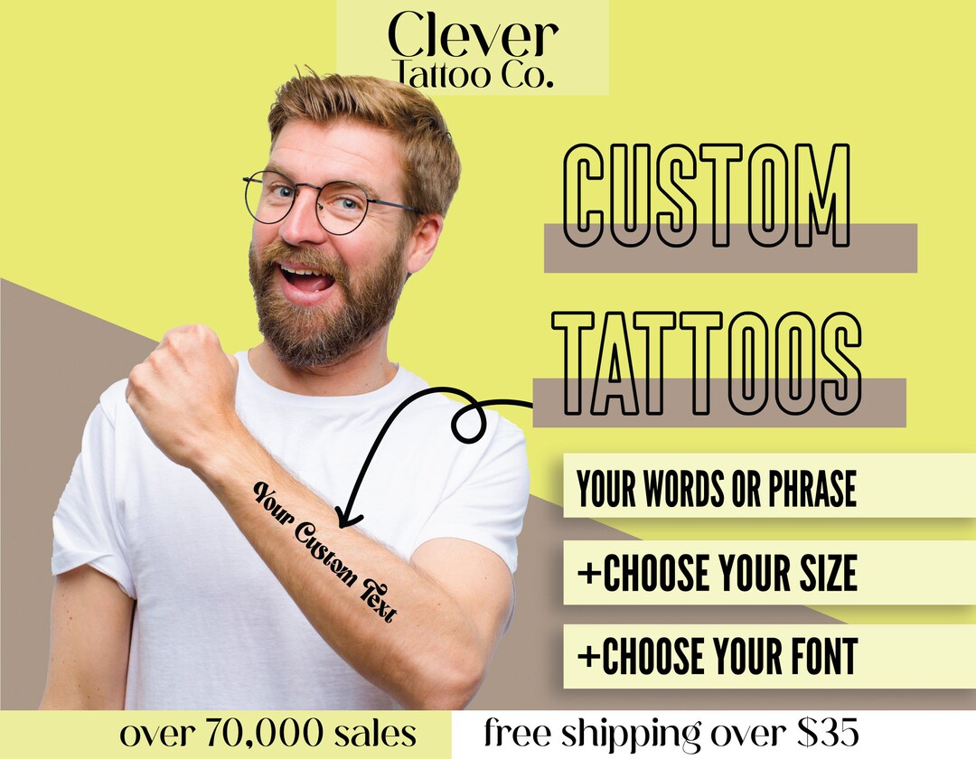 Custom Temporary Tattoos With YOUR Words or Phrase - Personalized ...