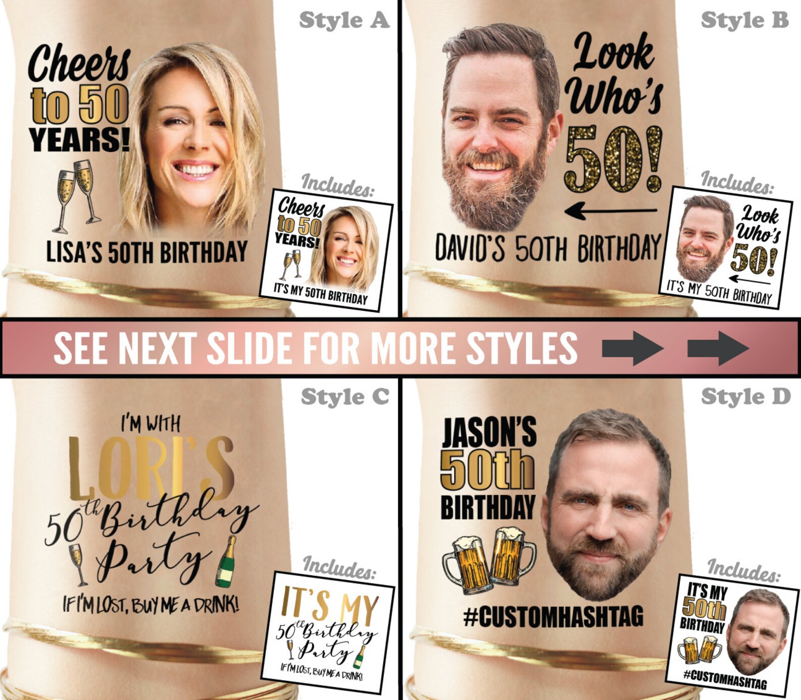 50th Birthday Tattoos, 50th Birthday Gift, 50th Birthday Party, 50 and ...