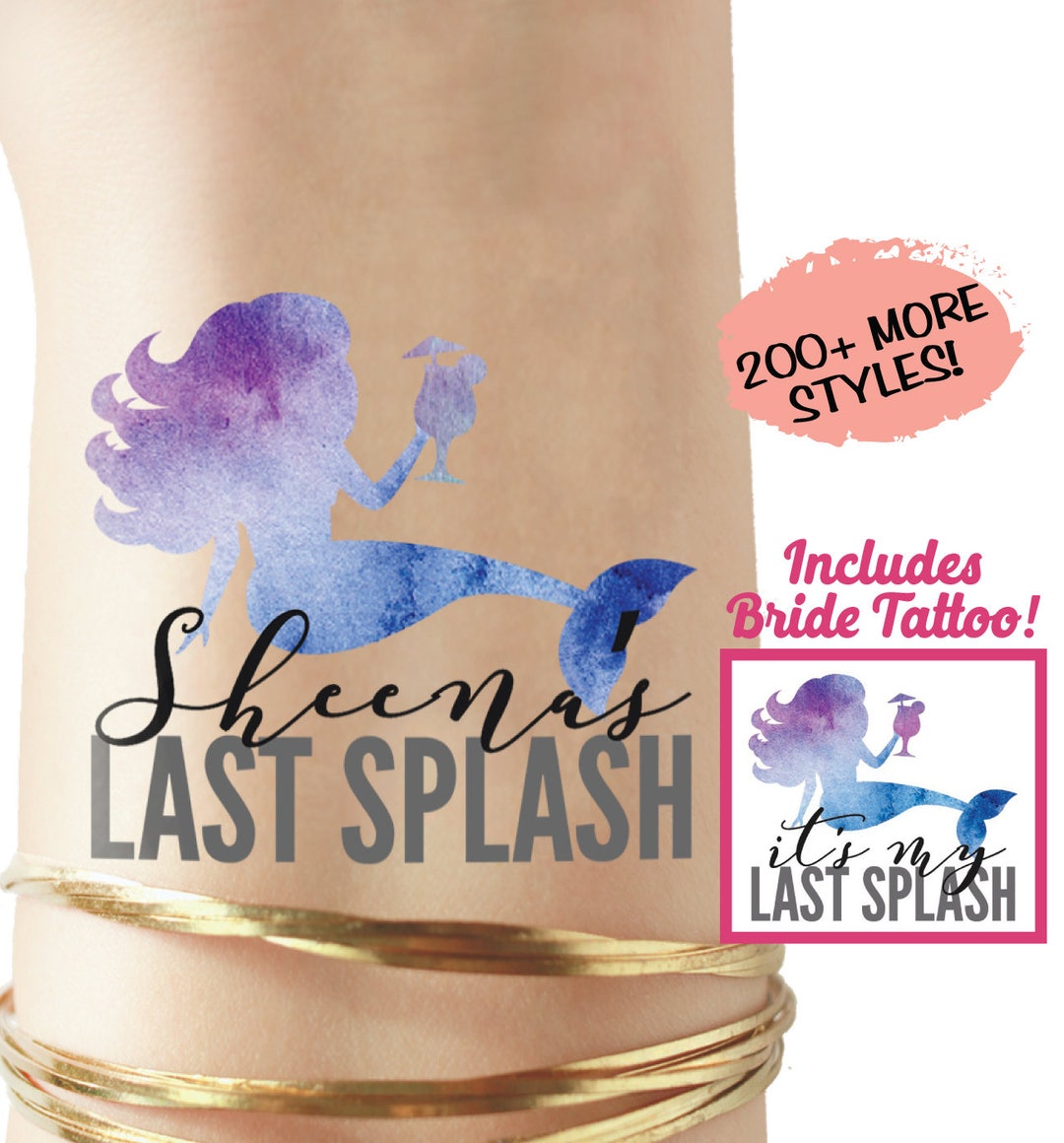 Mermaid Bride, Mermaid Bachelorette Party, Bachelorette Party Tattoos ...
