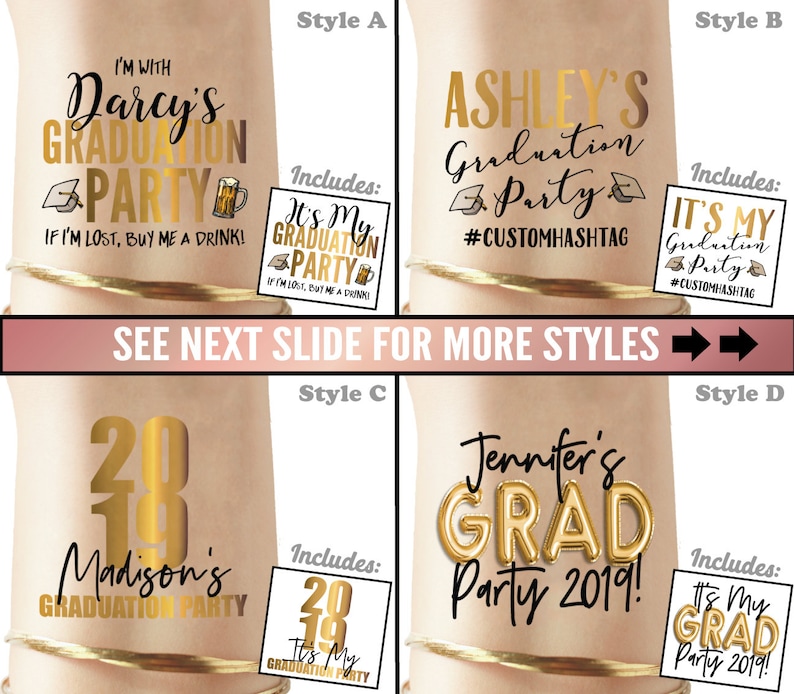 Grad Party Tattoos Graduation Party Milestone College - Etsy
