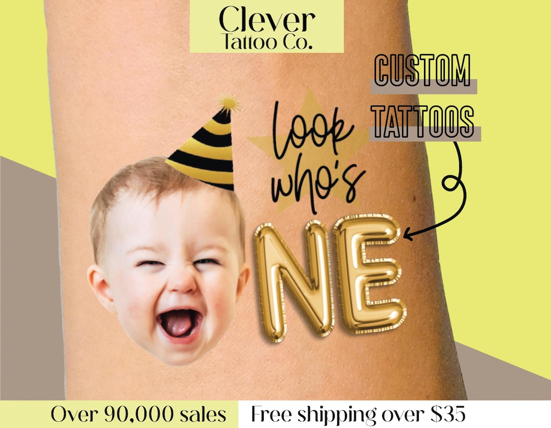 Look Who's One Custom Birthday Party Temporary Tattoos - Party Favors ...