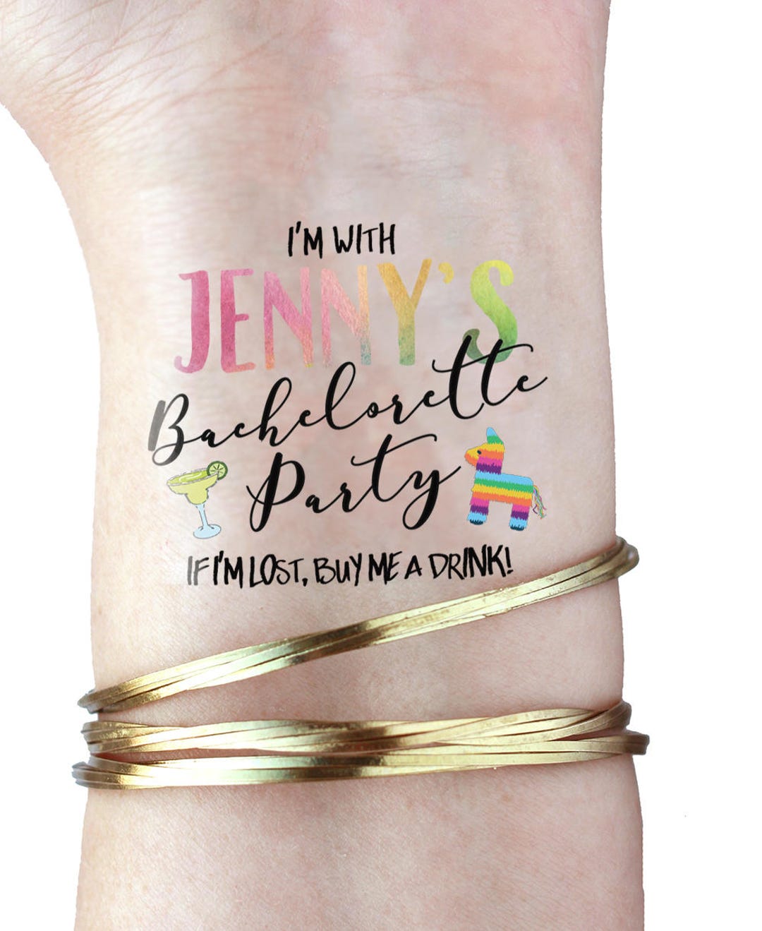 Personalized Bachelorette Tattoos - PINATA Mexican Party for Bach ...