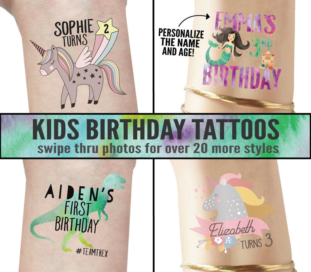 Birthday Tattoos - Childrens Party Decor - Birthday Invites - Favors ...