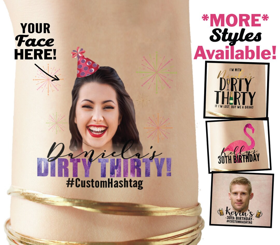 30th Birthday Party Custom Personalized Temporary Tattoos | 30th ...