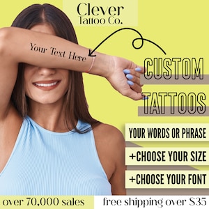 Custom Temporary Tattoos With YOUR Words or Phrase - Personalized ...